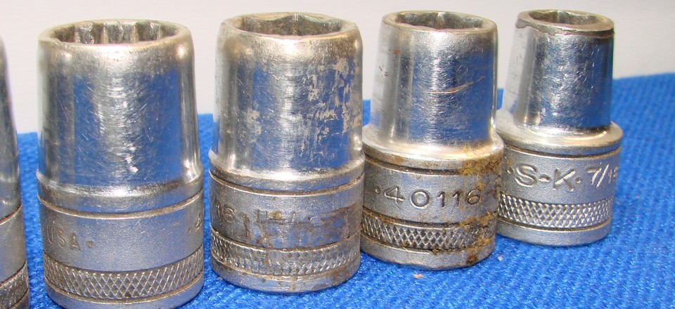 vintage S-K 1/2" drive --- 12 knurled sockets --- see pics --- 1 1/16 ...