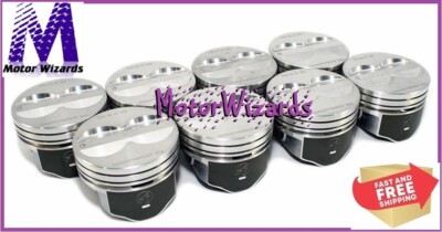 Chevy 350 5.7 SBC SPEED PRO H345DCP Pistons 8-PACK Hypereutectic Flat ...