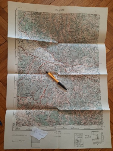 1955 KRUSEVAC SERBIA MAP MILITARY SECRET PLAN CHART YUGOSLAVIA Army ...
