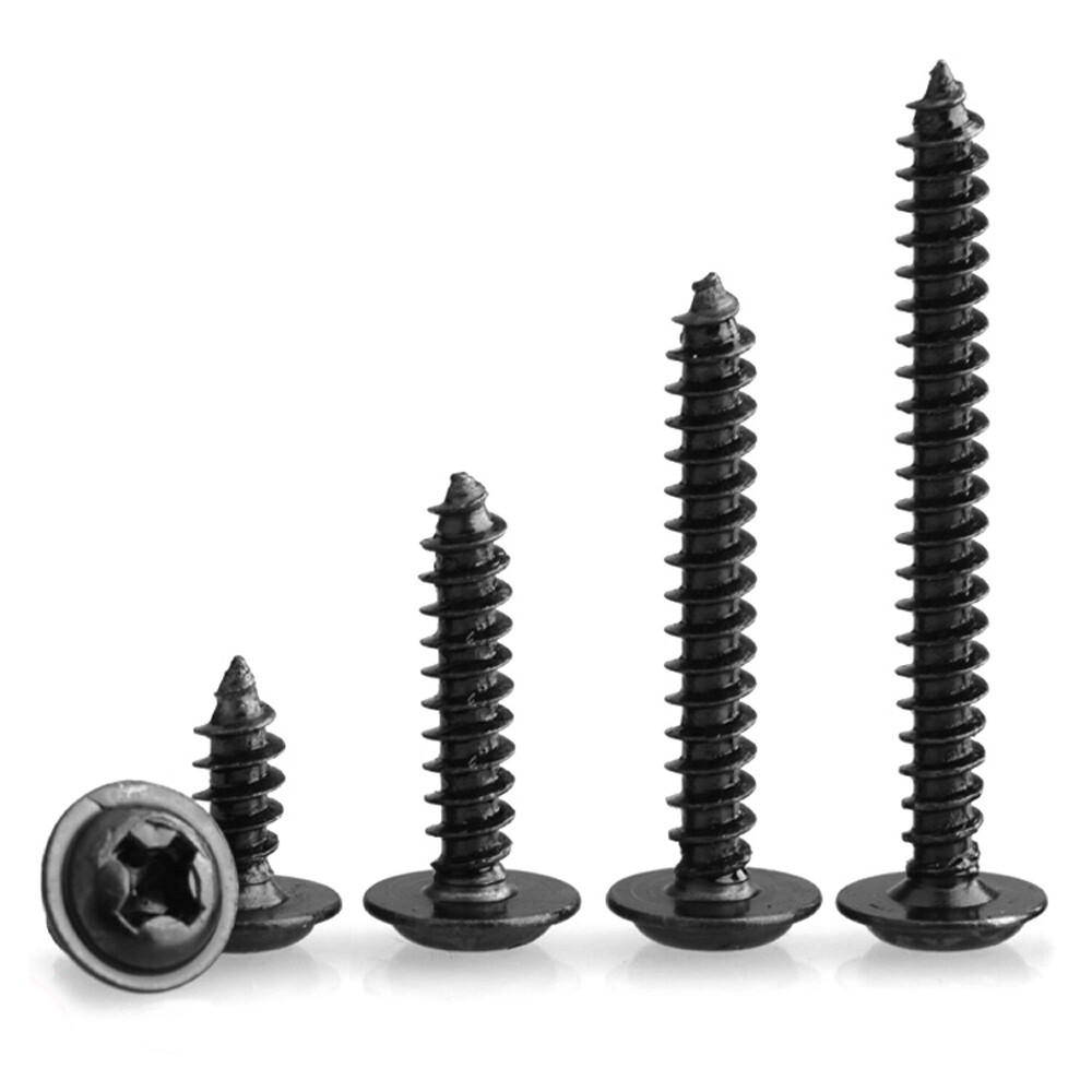 Flanged Pan Head Phillips Self-Tapping Screws Tappers Wood Screw Black ...