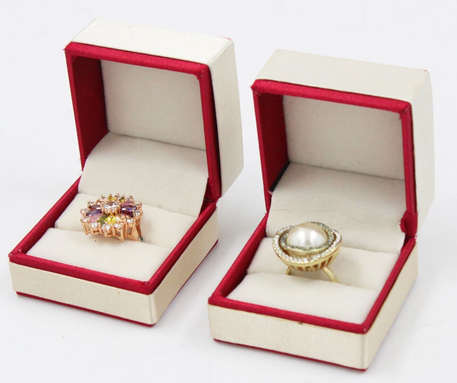 Pack of 2 Red Velvet Ring Box Wedding Ring Case For Proposal Engagement ...