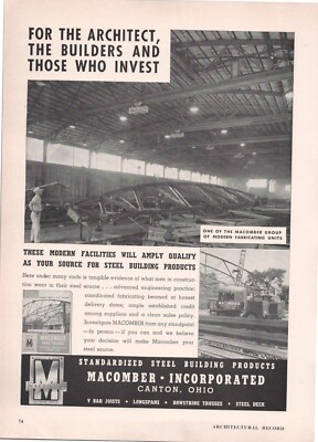 1952 Ad * Macomber Steel Trusses * Macomber Construction * Canton OH | eBay