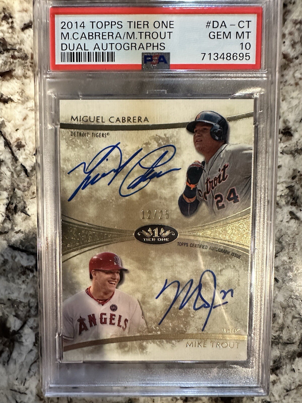2014 Tops Tier One Miguel Cabrera/ Mike Trout Dual Auto /25 PSA 10 ...