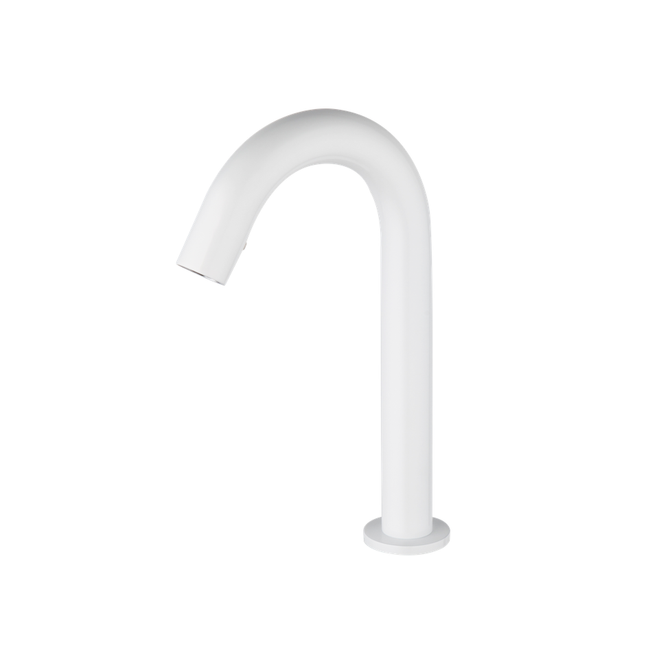Bathroom Automatic Sensor Faucet White Touch Free Mixer Deck Mounted ...