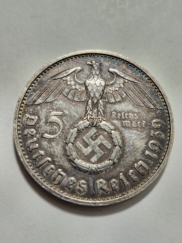 1939 GERMANY 5 Reichsmark - 5 Mark - Silver 0.900 - Swastika - Toned ...