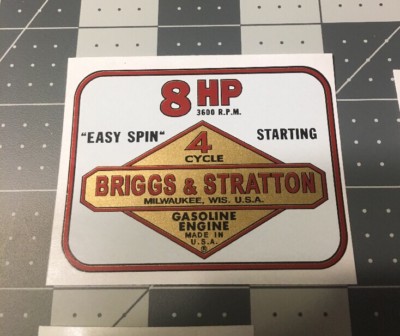 Briggs & Stratton 190432 Engine-decals.com set 8-hp Tote Gote set of 5 ...