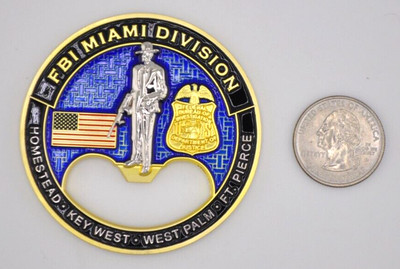 rare Bottle opener FBI MIAMI Division Challenge Coin Homestead, Key ...