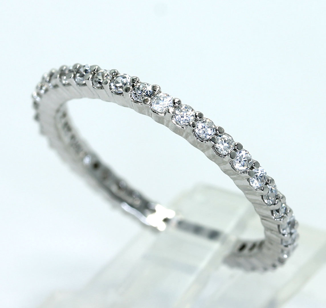 Sterling Silver Round CZ Cubic Zirconia Eternity Band Ring Size 9.75 | eBay