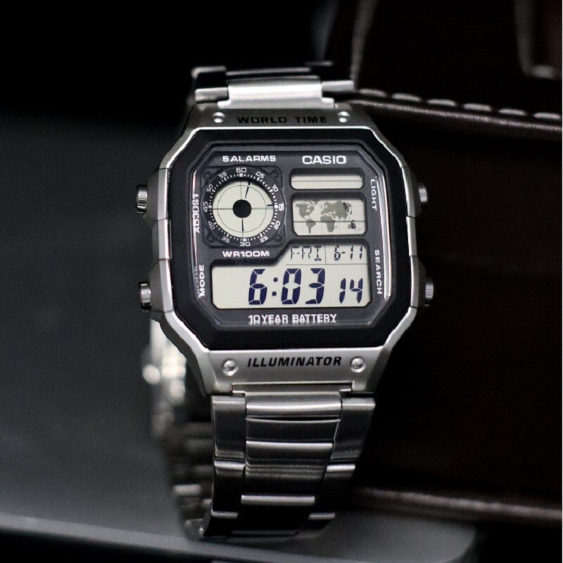 Casio AE1200WHD-1A Watch Digital Sports World Stainless Steel AE ...