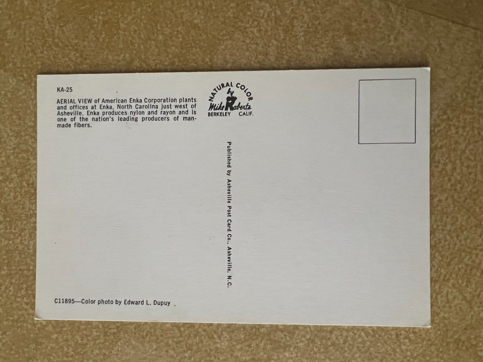 Postcard ~ 3134 ~ American Enka Corporation ~ North Carolina ~ UNMAILED ...