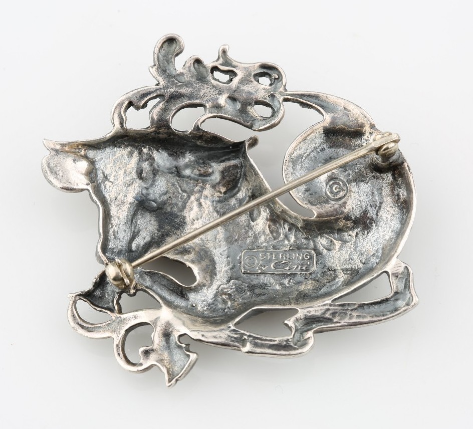 Sterling Silver Taurus Brooch by Guglielmo Cini Zodiac Bull Astrology ...