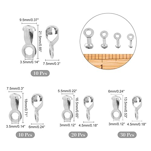 4 Sizes 70 Pcs Ball Chain Loop Connectors, Fit for 2.4Mm/3Mm/4.5Mm/6Mm ...
