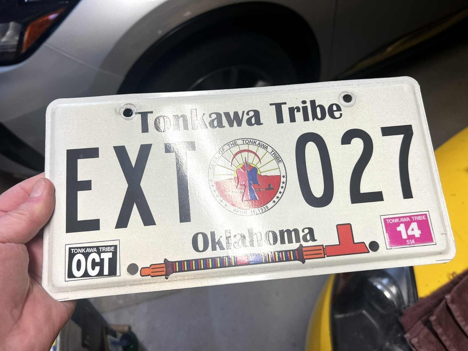 2014 Oklahoma Tonkawa Tribe Exempt Tribal License Plate # EXT-027 | eBay