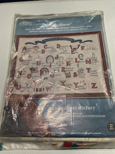 Rare Vtg1975 Paragon Crewel Kit 0312 "America Forever" ABCs Patriotic ...