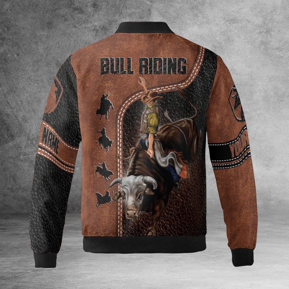 Bull Riding Brown Rodeo Riding Windbreaker Bomber Jacket S-5XL | eBay