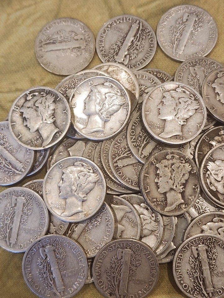 40's Mercury Dime Roll 50 Coin Lot Mixed Years (41-45) & Mints. Mixed ...
