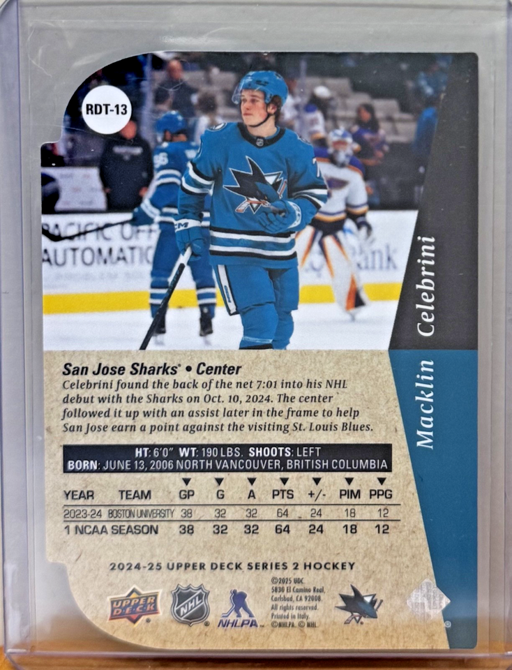 2024-25 Upper Deck Series 2 Macklin Celebrini 1994-95 Rookie Die-Cuts ...