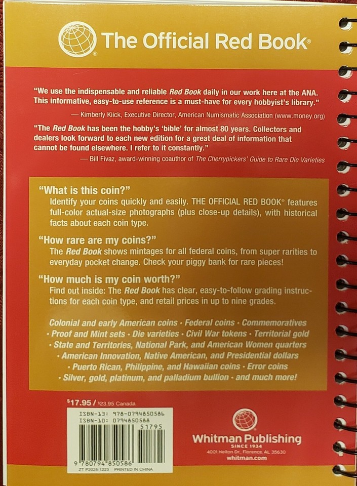 2025 Red Book Price Guide, 78th Edition, Spiral | eBay