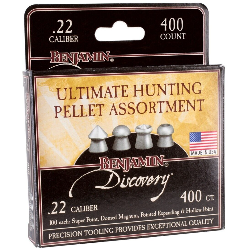 BENJAMIN 400 Count / 4 Type HUNTING PELLET SAMPLER 5.5mm .22 Caliber ...