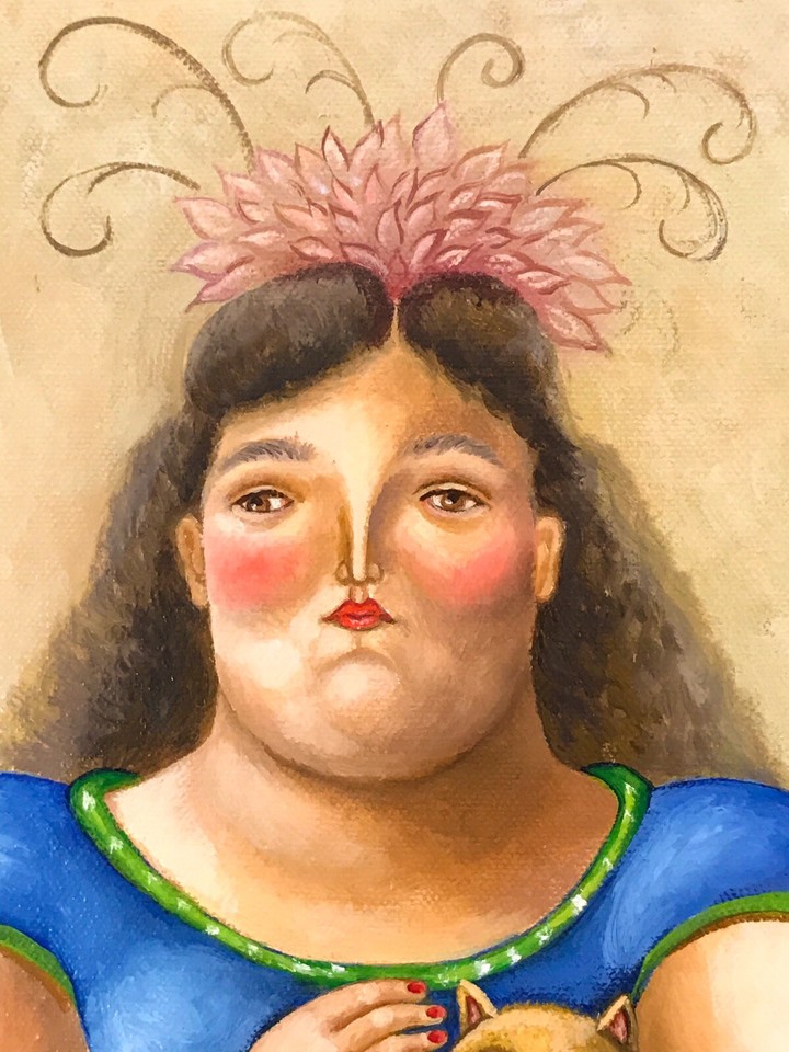 Art Original Oil Painting Birthday Girl With Cat 24 In X 18 In Jocelyn ...