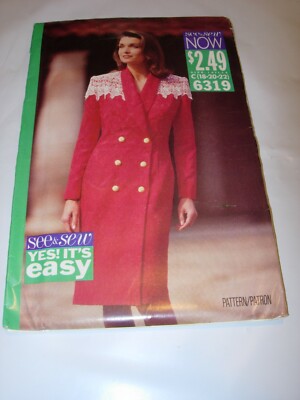 WOMENS UNCUT BUTTERICK 6319 SEWING PATTERN MOTHER OF THE BRIDE DRESS ...