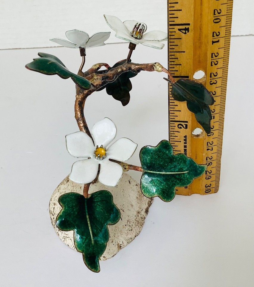 Bovano of Cheshire, CT Copper & Enamel Floral Sculpture Rock Base 4x5x5 ...