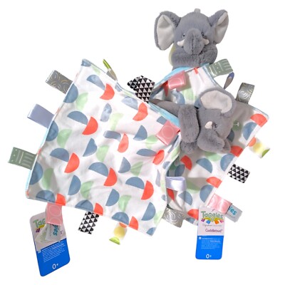 (2) Taggies Elephant Lovey Baby Stuffed Toy Sensory Tags Suffed Animal ...