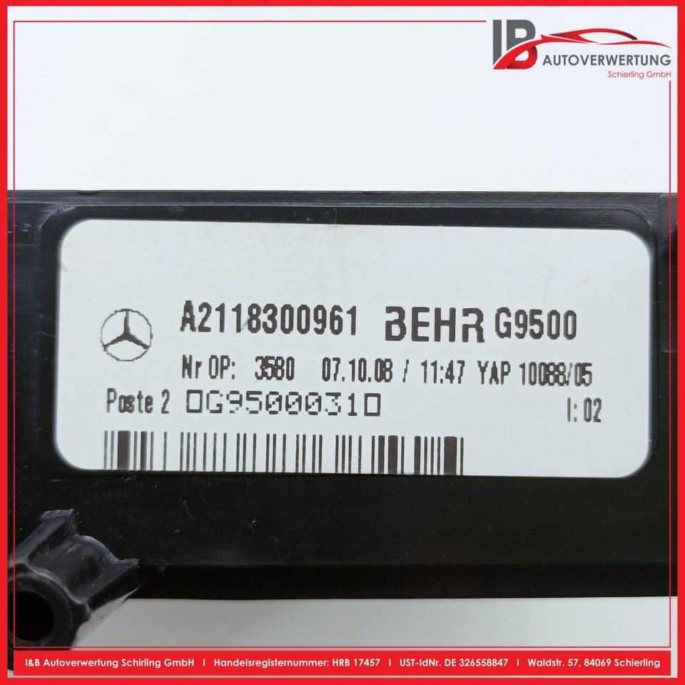 MERCEDES E-KLASSE KOMBI W211 E 220 CDI Zusatzheizung A2118300961 ...