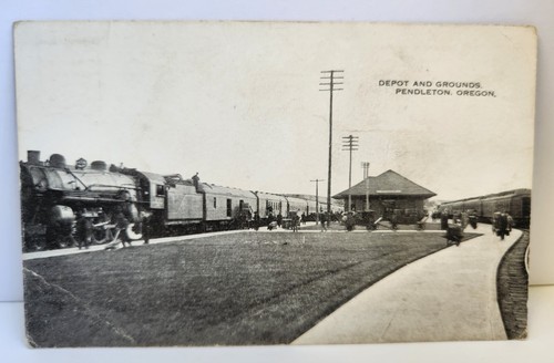 Antique Pendleton Oregon Railroad Depot And Grounds Postcard Passenger ...