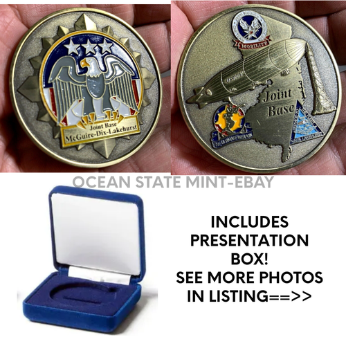 US Navy NAES JOINT BASE MCGUIRE DIX LAKEHURST 2" Large CHALLENGE COIN w ...