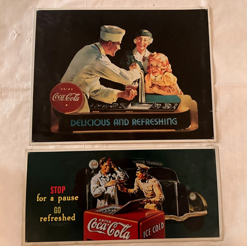 2 Vintage Coca Cola Signs Stop for a Pause Go Refreshed - Delicious ...