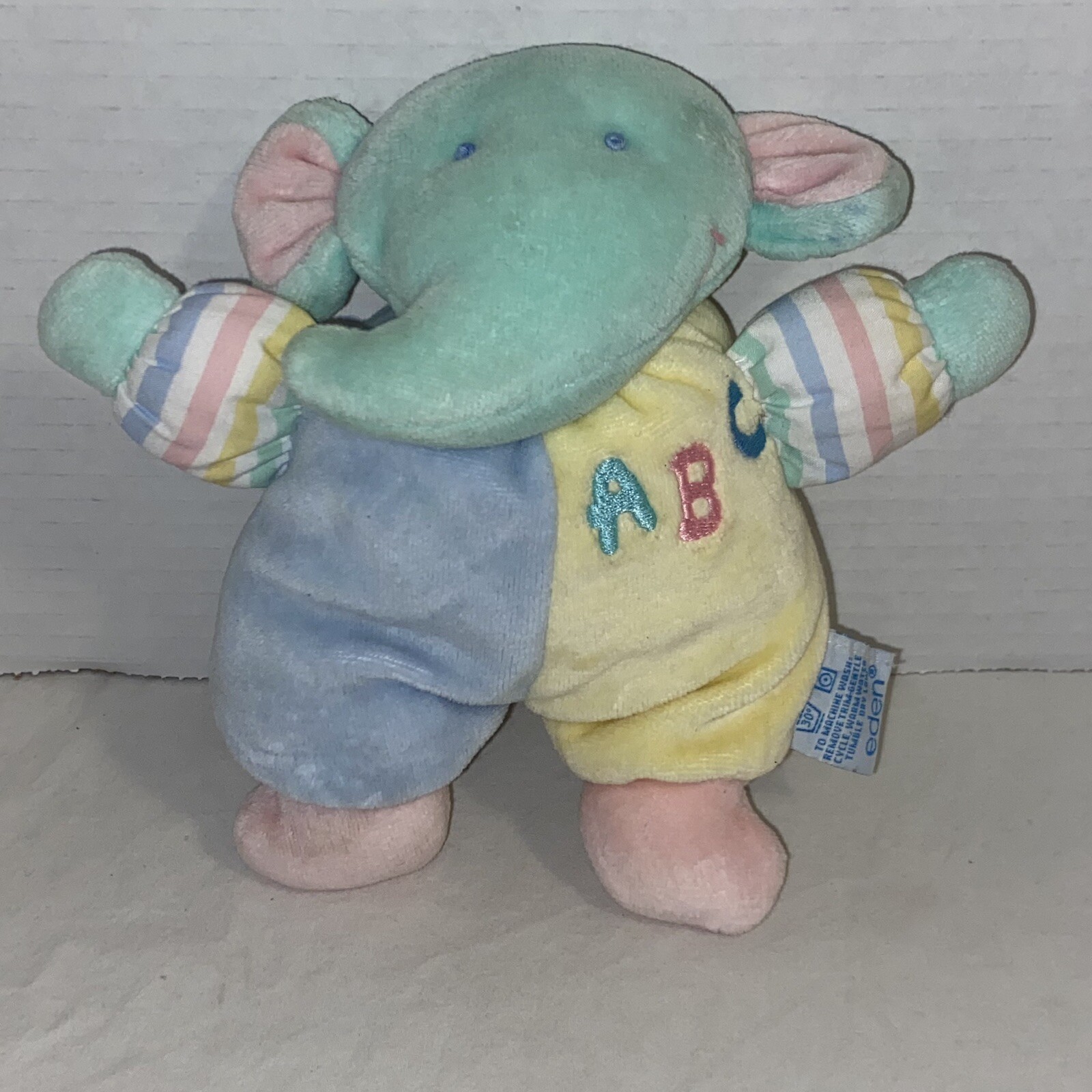 Eden Elephant ABC Plush Lovey Pastel Colors Rattle Toy 7” Vintage ...