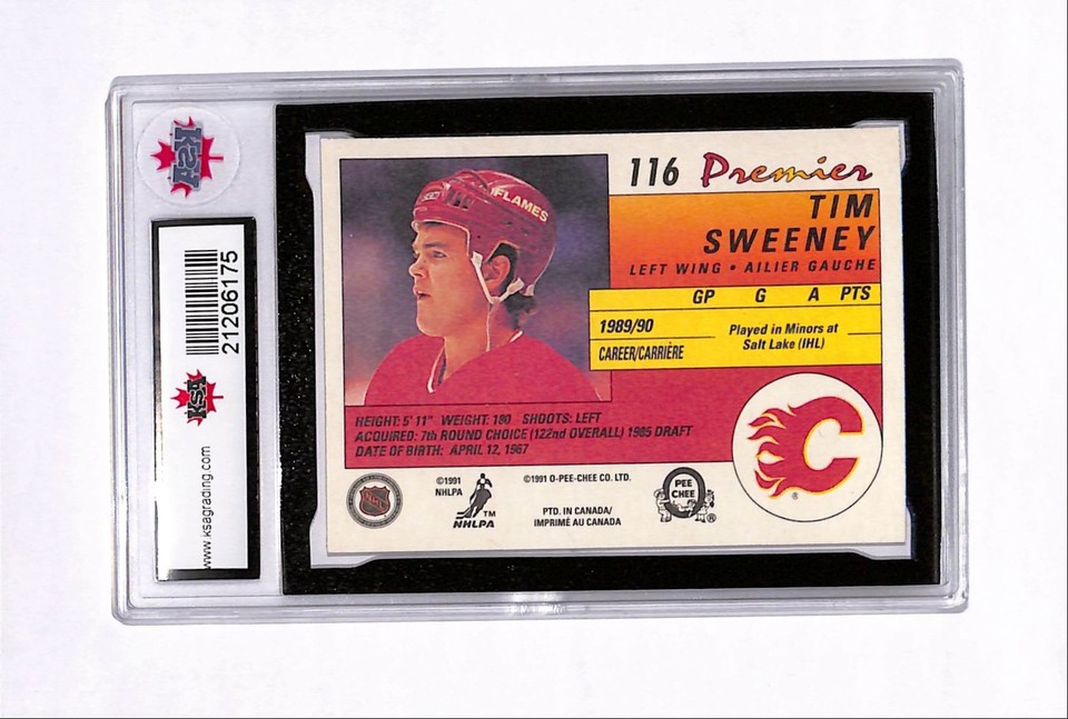 1990-91 O-Pee-Chee Premier Tim Sweeney Rookie KSA 10 ,(Free Shipping ...
