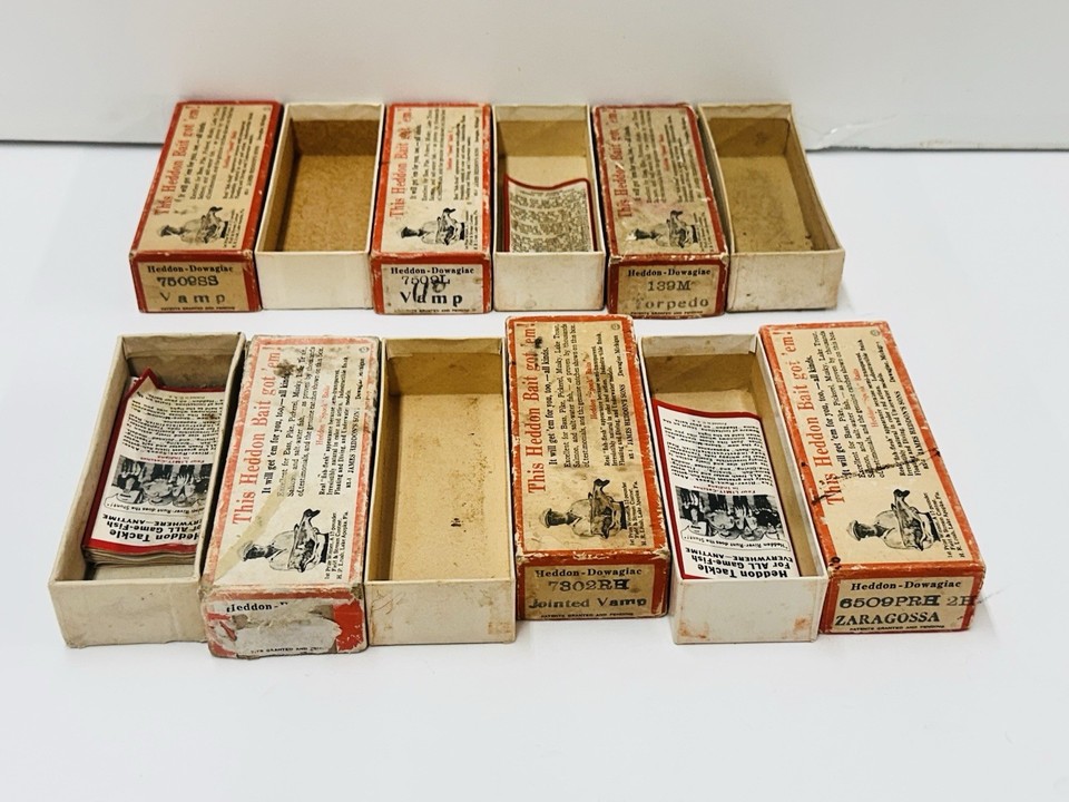 LOT OF 6: VTG EMPTY HEDDON BRUSH FISHING LURE BOXES | eBay