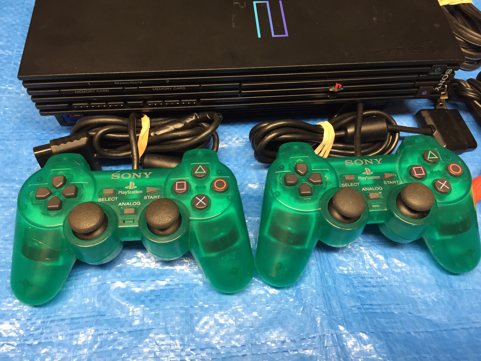 Sony Playstation 2 Console System + 2 Controllers Emerald Green ...