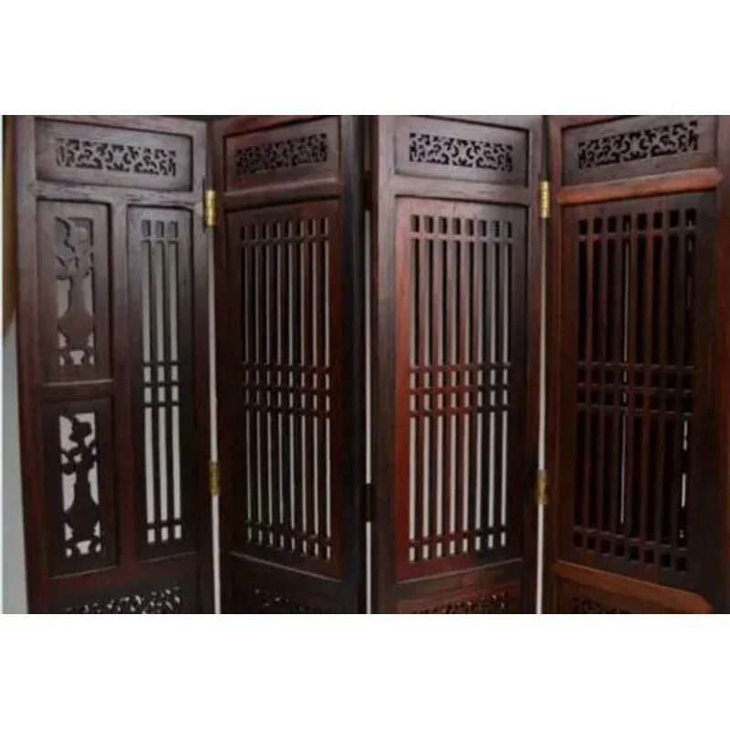 Collectibles Decorated Handwork Wood Hollow Out Carved Flower Screen ...