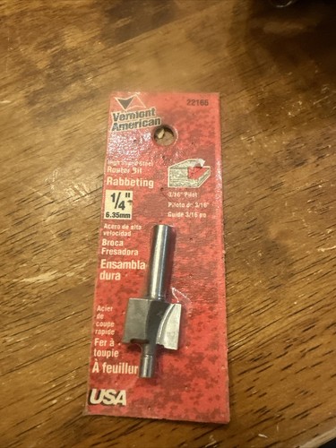 Vermont American 22165 1/4" High Speed Steel Rabbeting Router Bit NEW ...