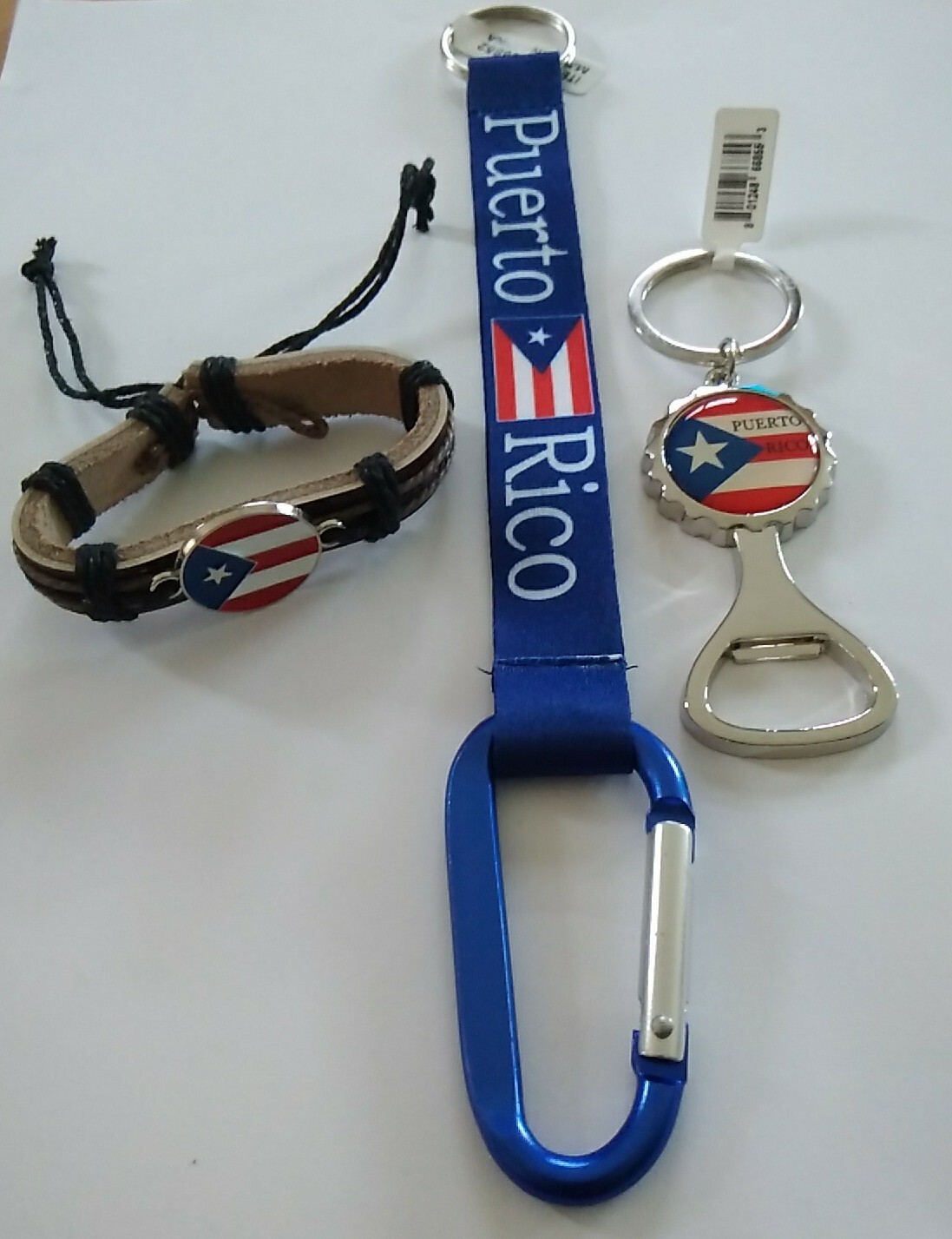 LOT OF 3 PUERTO RICO KEY CHAIN LANYARD , KEY CHAI N & BRACELET PR FLAG ...