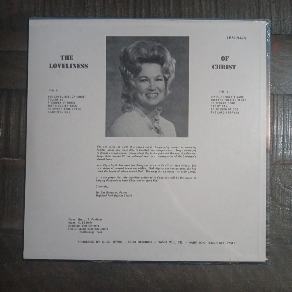 Sealed Mrs. Elgin Smith LP Loveliness of Christ TN Gospel Echo Records ...