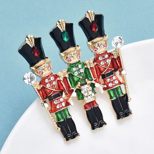 Nutcracker Soldier Brooch Pin Enamel Rhinestone Christmas Holiday Gift ...