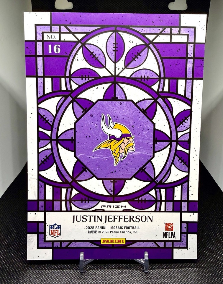 JUSTIN JEFFERSON - 2025 Panini Mosaic Stained Glass Oversized Jumbo #16 ...