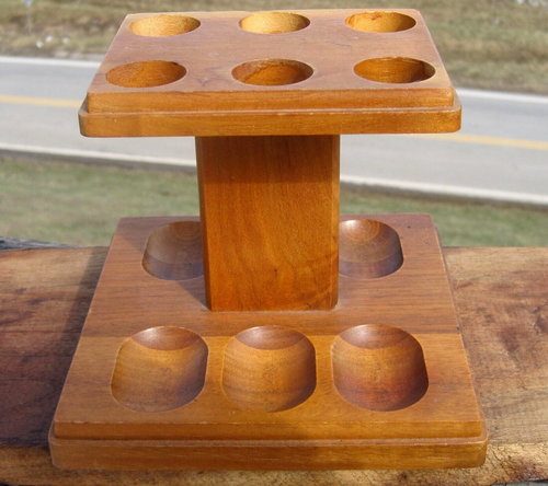 6 Pipe Stand Holder Decatur Industries Inc Deco Genuine Walnut Vintage ...