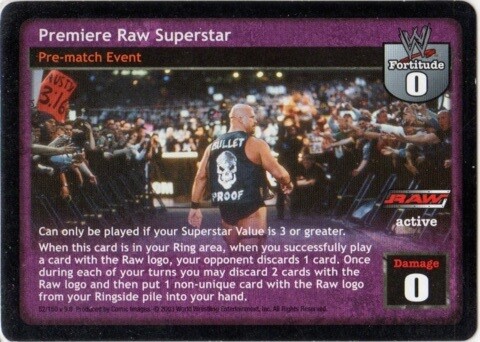 WWE: Premiere Raw Superstar [Played] card type Pre-Match Raw Deal ...