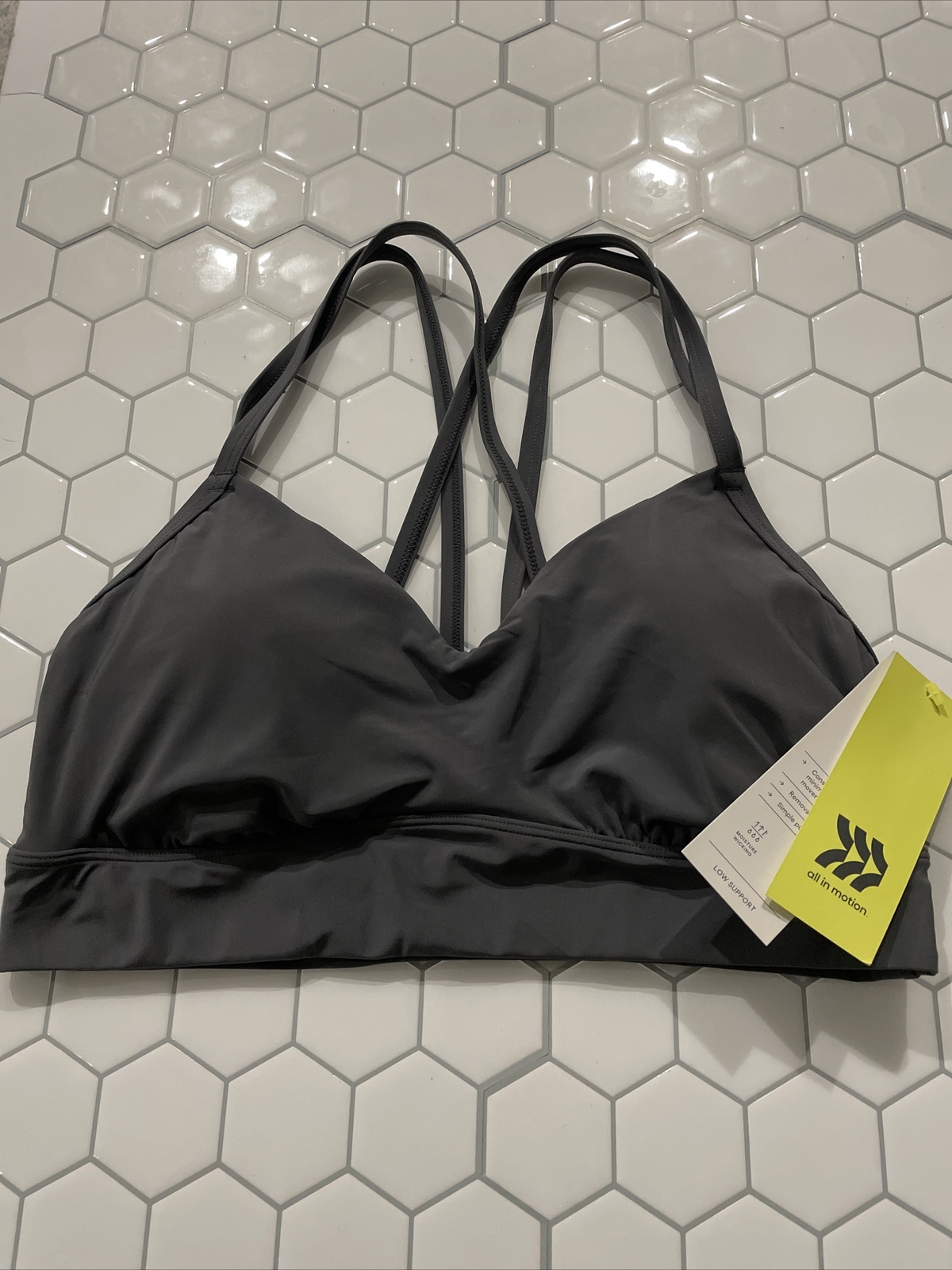 B86 Sports Bra Removable Pads Pullover Size L All in Motion Gray Low ...