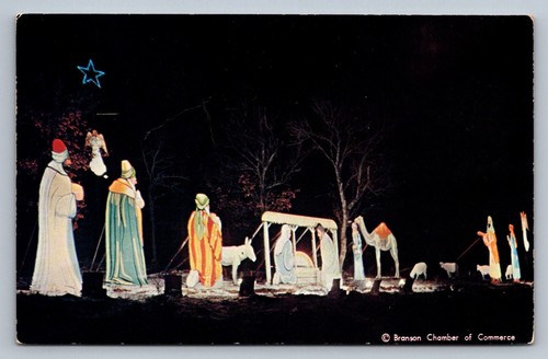 Postcard Missouri Branson Christmas Lighted Adoration Scene Chrome L958 ...