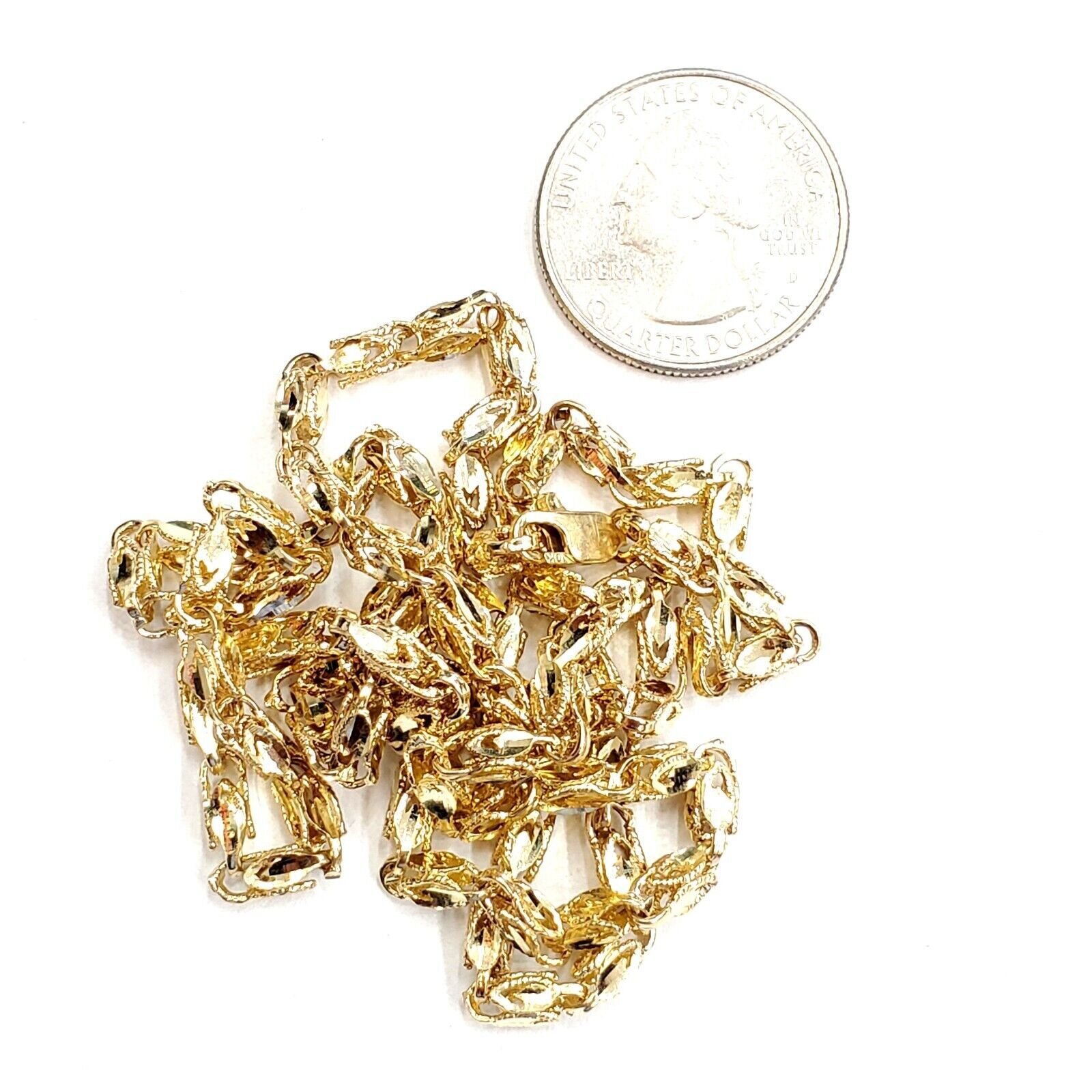 10K real yellow gold 3.75mm Turkish chain Necklace gift fine jewelry 24 ...