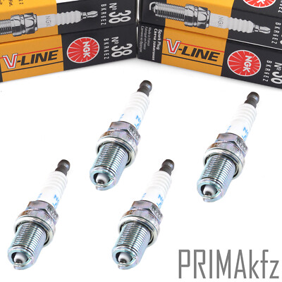 4x NGK Zündkerzen BKR6EZ 6717 V-LINE 38 für Citroen Peugeot Renault ...