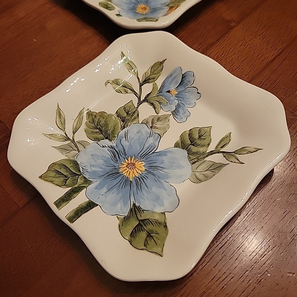 MAXCERA Spring Easter Bunny Appetizer Dessert Plates Floral Set of 2 ...