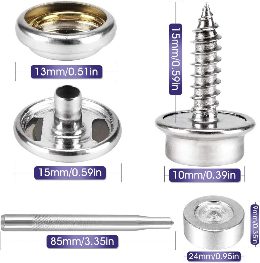 150 PCS Marine Canvas Snap Button Fastener Kit Upholstery Boat Cover ...