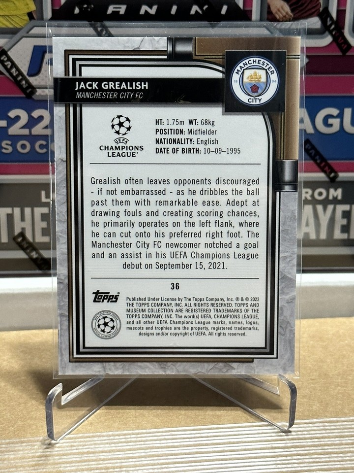 2021-22 topps museum collection uefa Jack Grealish Ruby 05/25 Man city ...